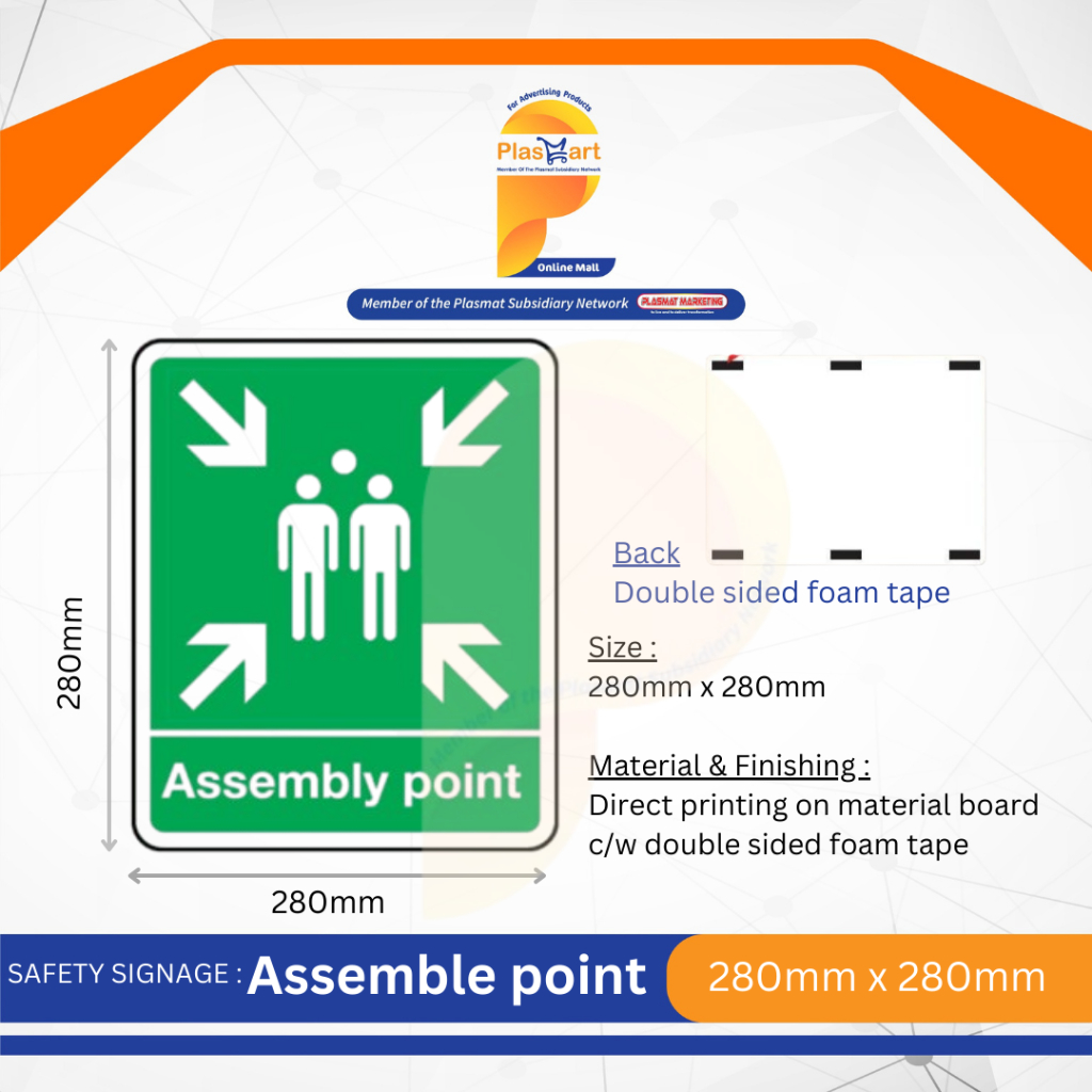 Safety Signage - Assembly point 280mm x 280mm | Shopee Malaysia
