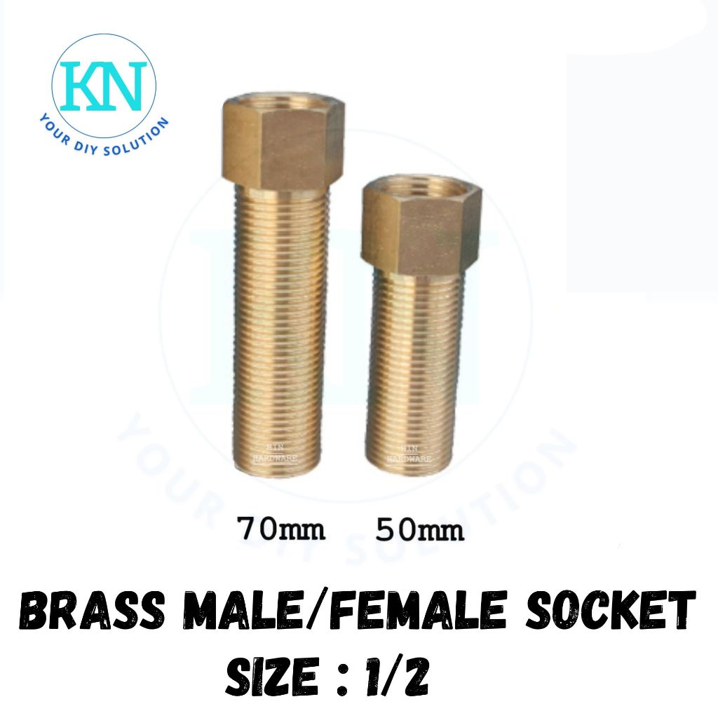 BRASS SERIES 1/2" M/F SOCKET 1/2" SOKET JANTAN PEREMPUAN TEMBAGA SAMBUNGAN | Shopee Malaysia