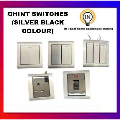 Chint NEW3 Series Switches (Silver Black) 1G / 2G / 3G / 13A / 20A ...