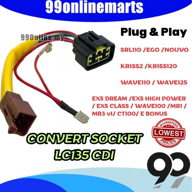 (Convert Socket Cdi LC135) EX5 WAVE100 MR1 CT100 EBONUS SRL110 EGO ...