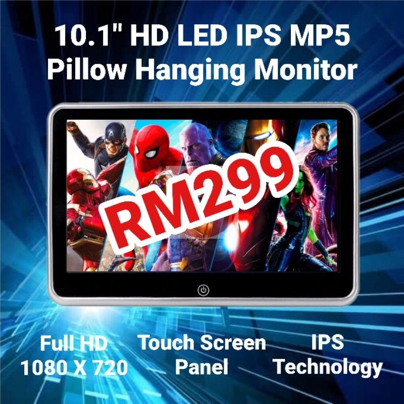 10.1"Full HD LED IPS MP5 Touchscreen Car Headrest Pillow Hanging Monitor (1 pc) | Shopee Malaysia