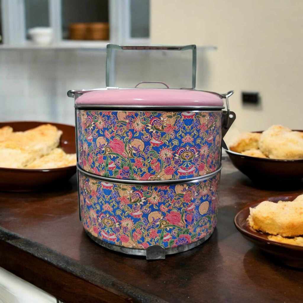 【CUSTOMIZE NAME】14CM PINK BATIK Design Stainless Steel Tiffin Carrier ...