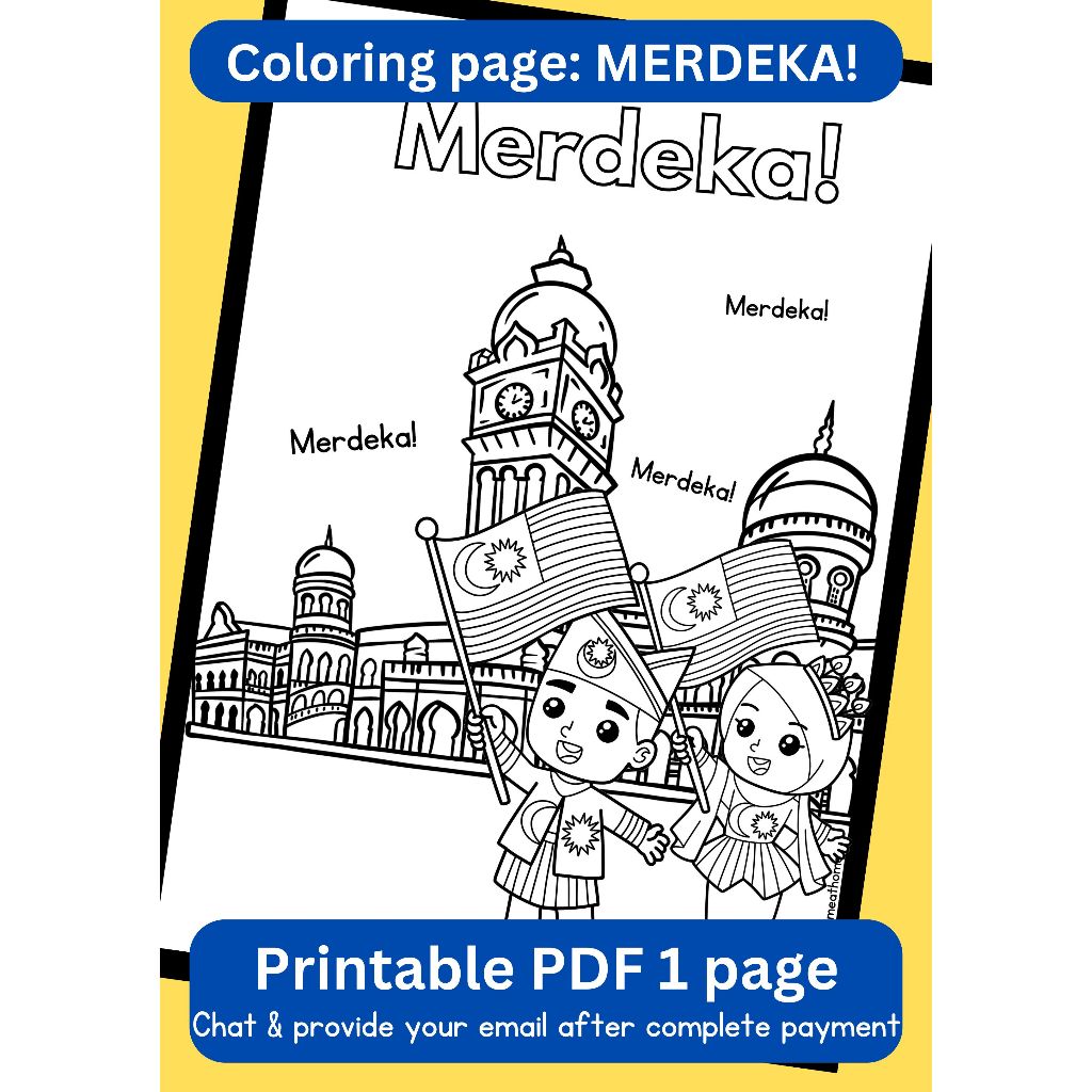 [PRINTABLE PDF] Coloring page Merdeka! Poster Mewarna Coloring Poster ...