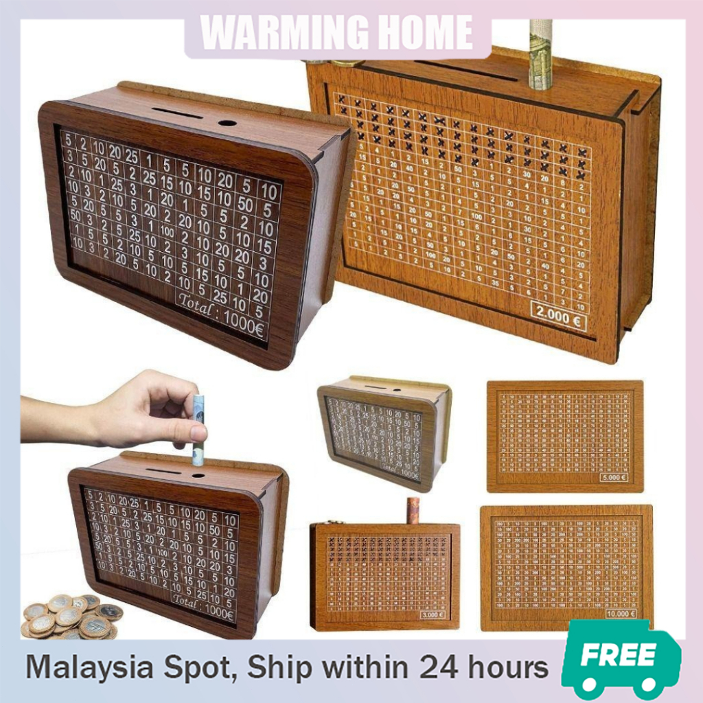 Money Box Piggy Bank Wood Money Bank Reusable Money Box With Saving ...