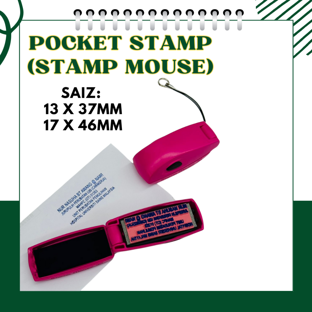 RUBBER STAMP POCKET STAMP / STAMP MOUSE / COP BIRU / COP HITAM / COP ...