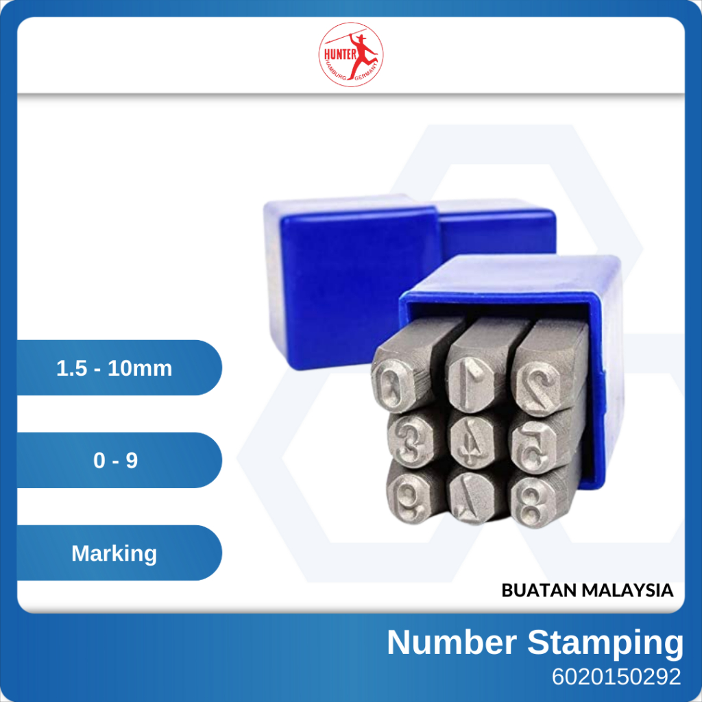 Hunter Germany 3mm-12mm 0-9 Number Stamp Punches Punch Plate Board Chop ...