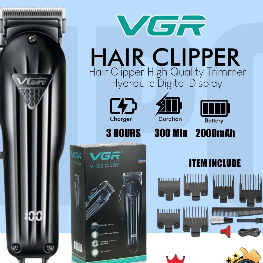 💯% Original, VGR V-282 Professional Zero Adjustable Rechargeable Hair trimmer Metal hair clipper ...