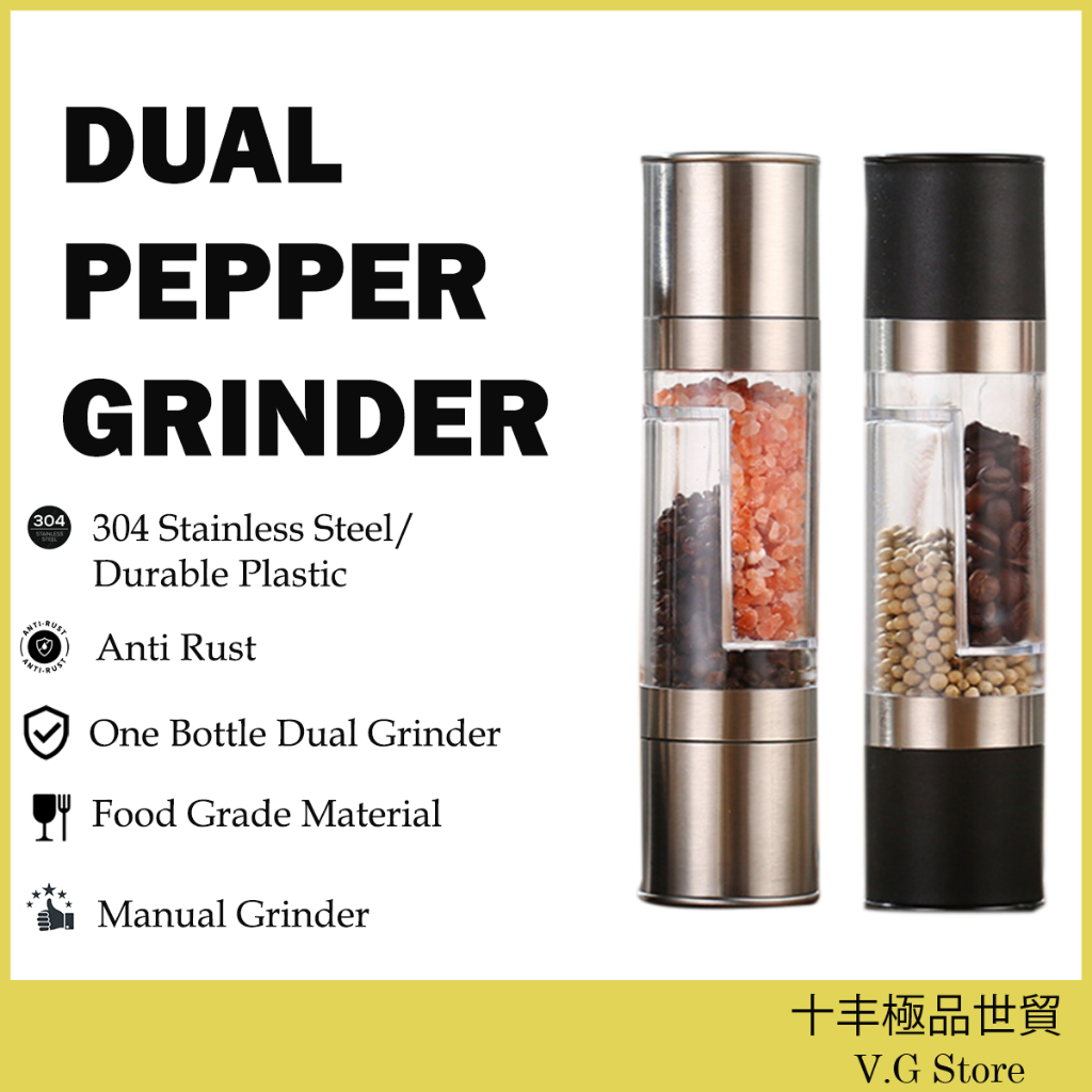 Dealforhome 🎡 【Dual Side】Refillable Stainless Steel Salt Pepper Manual ...
