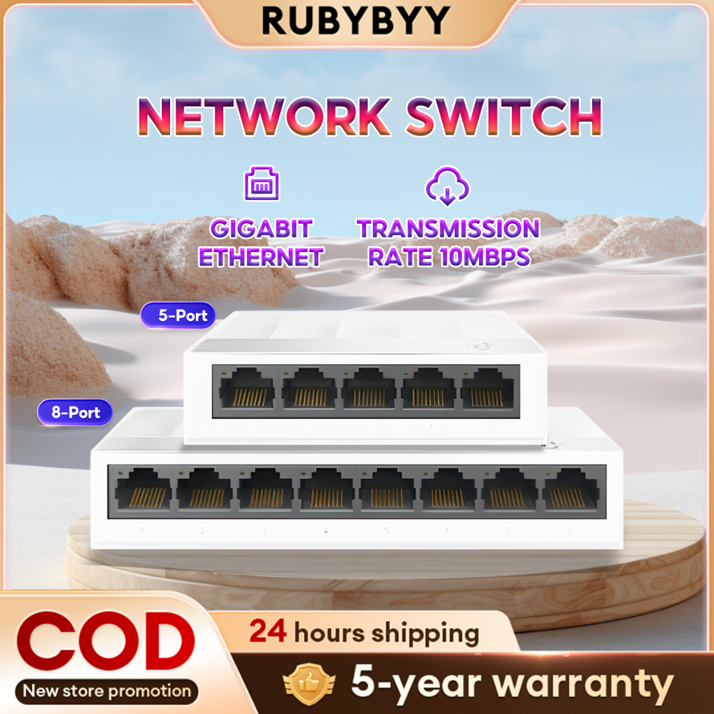 Network Switch 8-Port 10/100MBPS Desktop Network Switch Gigabit ...