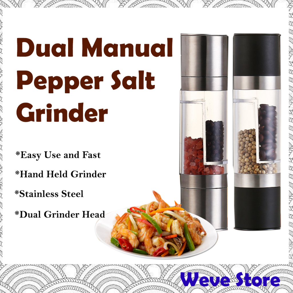 Dual Way Hand Held Grinder Pengisar Lada Hitam Stainless Steel Salt ...