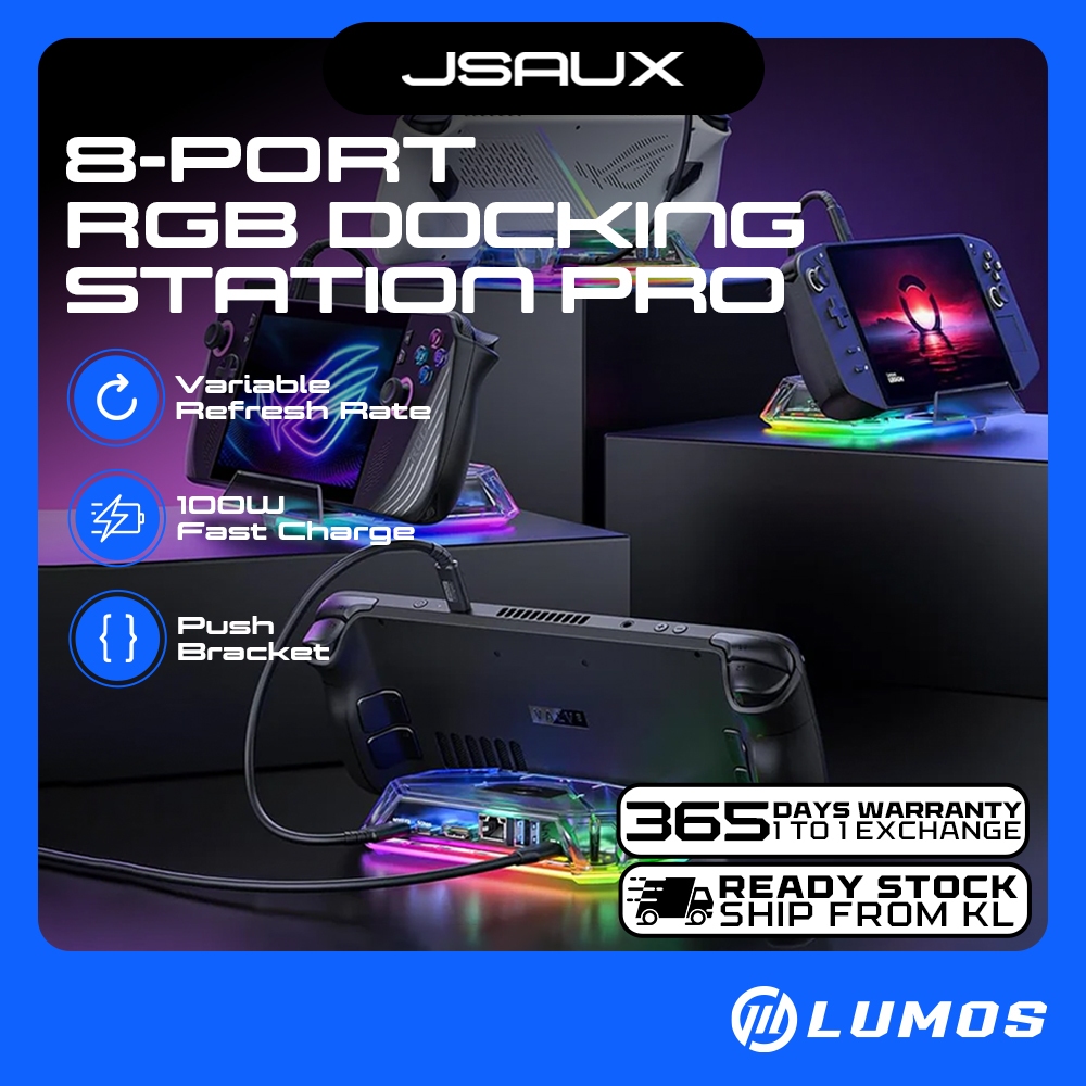 JSAUX HB0801S 8-Port RGB Docking Station Pro USB-C 8-in-1 Multifunction ...