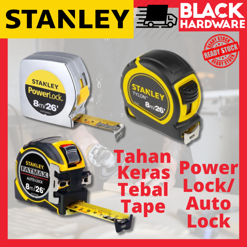 Black Hardware Stanley Power Lock Measuring Measurement Tali Tape Ruler ...