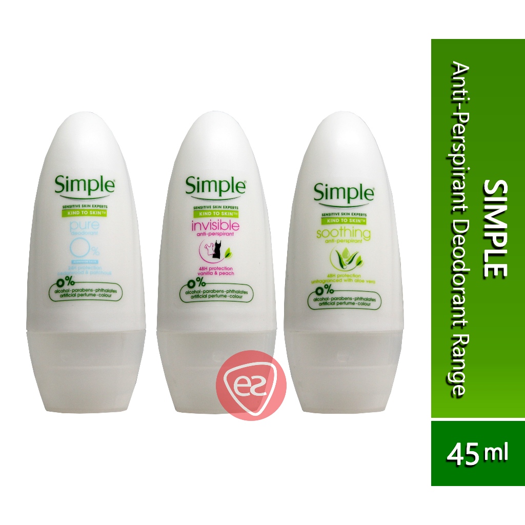 Simple Anti-Perspirant Deodorant Roll-On 45ml (Soothing / Invisible ...