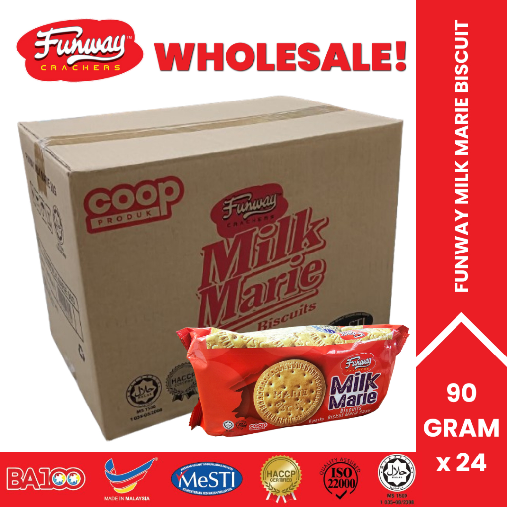Funway Milk Marie Biscuit (90g x 24) - 1 Carton / Wholesale | Shopee ...