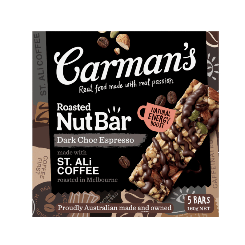 CARMAN'S Roasted Nut Bars - Dark Choco Espresso Coffee Lover/ Breakfast ...