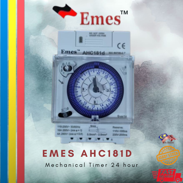 Emes AHC181d Mechanical Timer 24 hour Din Rail Timer Switch Relay ...