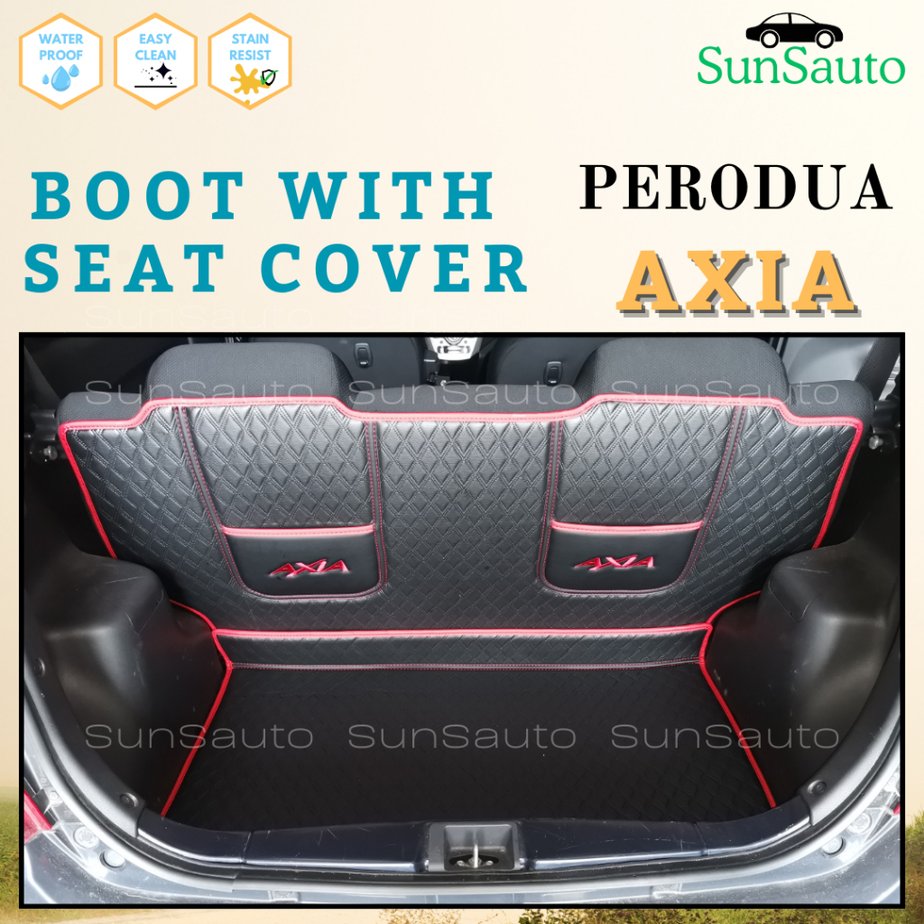 Perodua AXIA New Rahmah Premium Boot Mat with Seat Cover Trunk Cargo ...