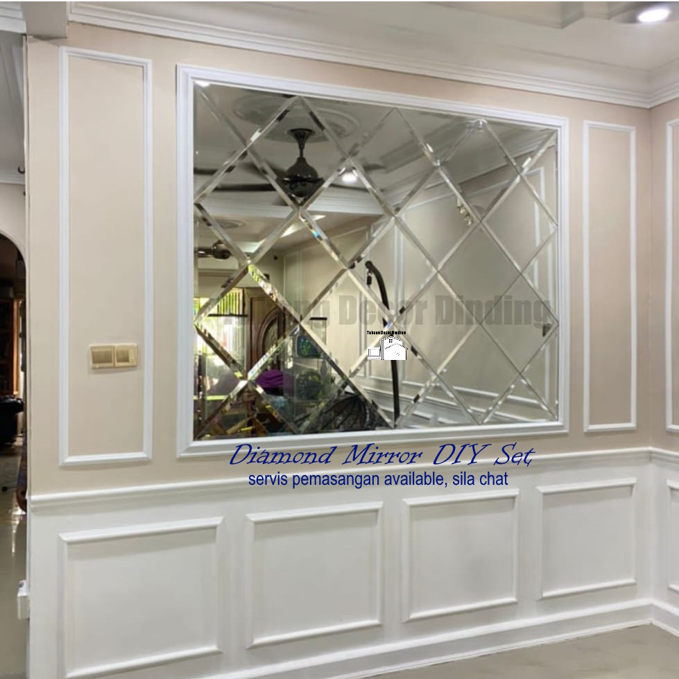 Diamond Mirror DIY Set- Cermin Hiasan Dinding Bentuk Diamond- Cermin Ruang Tamu Besar | Shopee ...