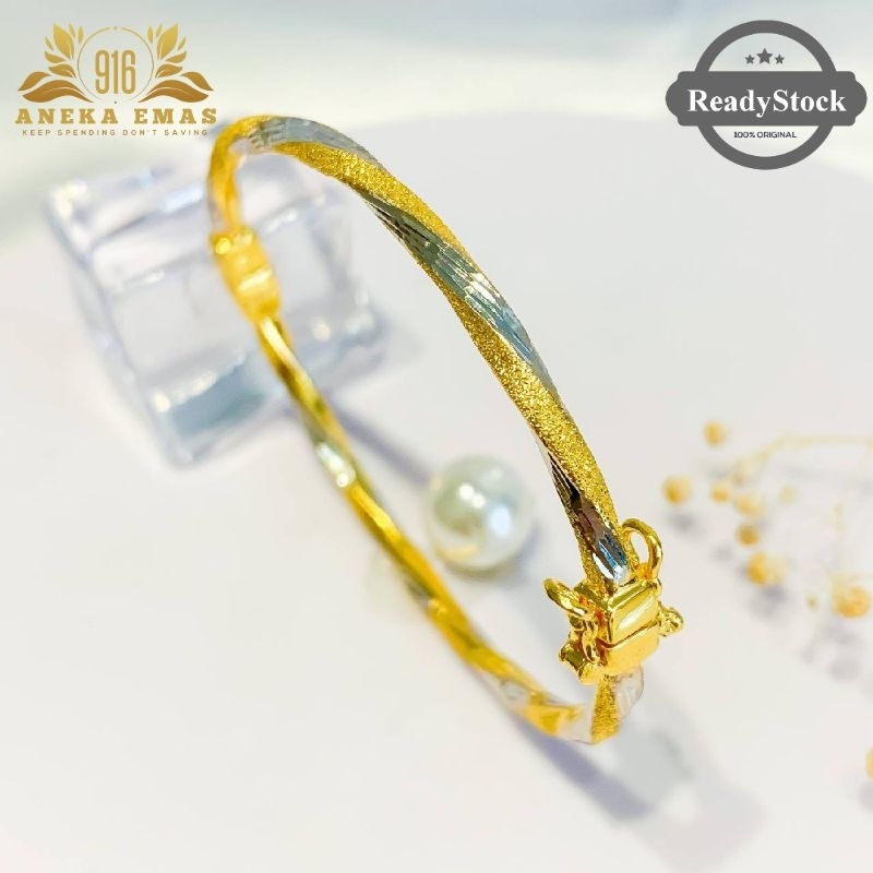 Bangle Gelang Tangan Pintal Chrome | Gold Bracelets 916 💯 Orignal ...