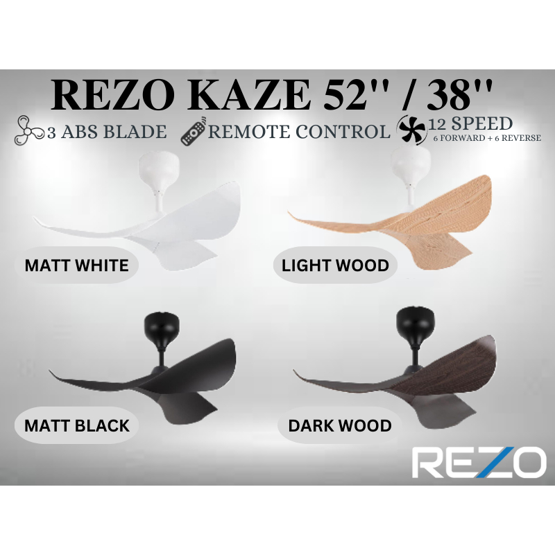 REZO KAZE 38" / 52" 3 BLADE DC MOTOR CEILING FAN | Shopee Malaysia