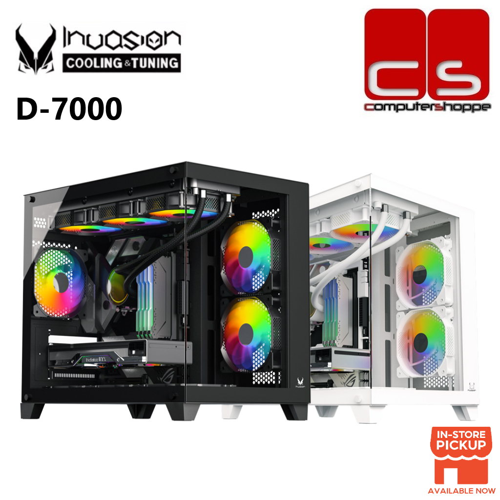 Invasion D-7000 Tempered Glass M-ATX Gaming Case - Black/White (AURORA ...