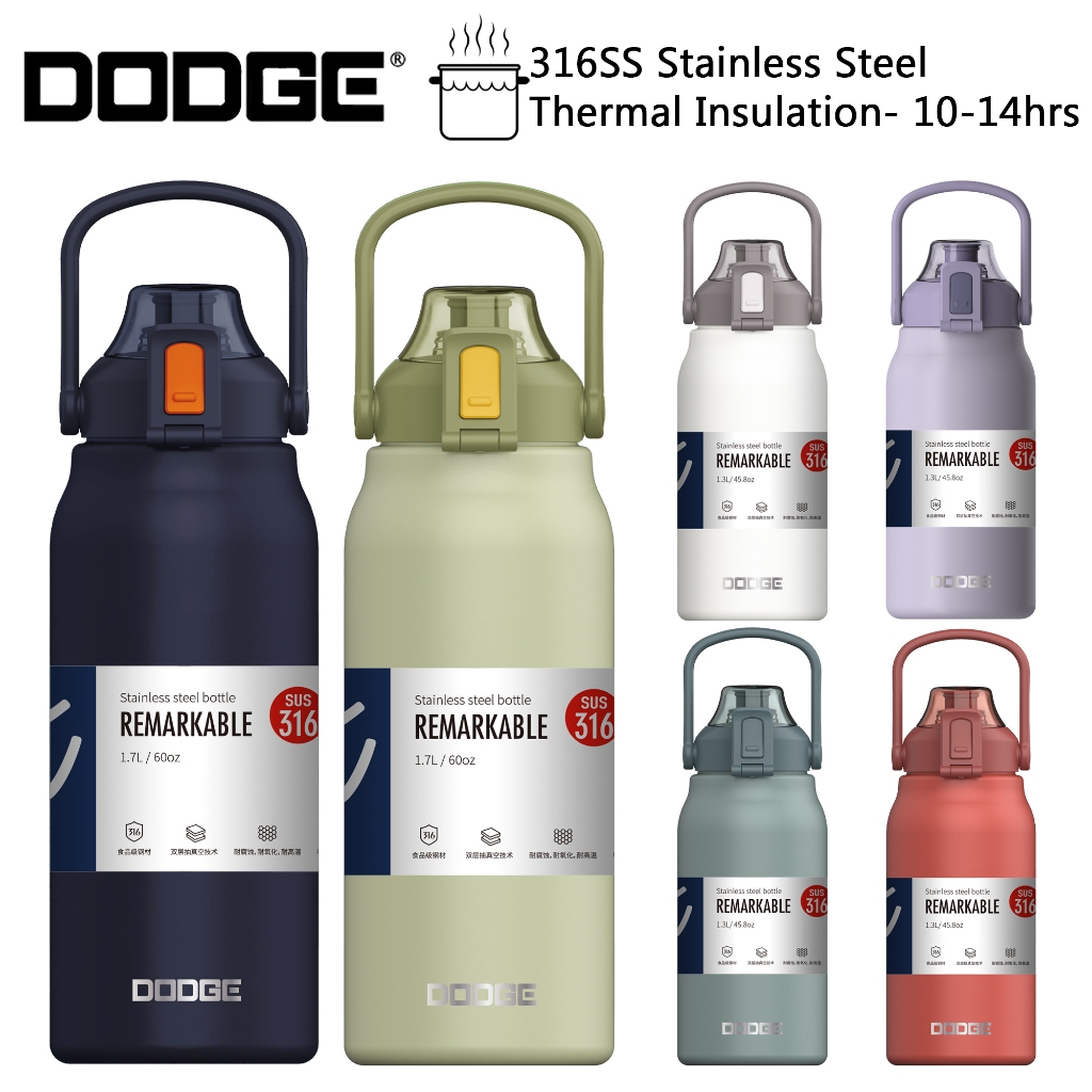 Dodge 1.3L/1.7L Trendy 316SS Stainless Steel Vacuum Flask Thermos Water ...