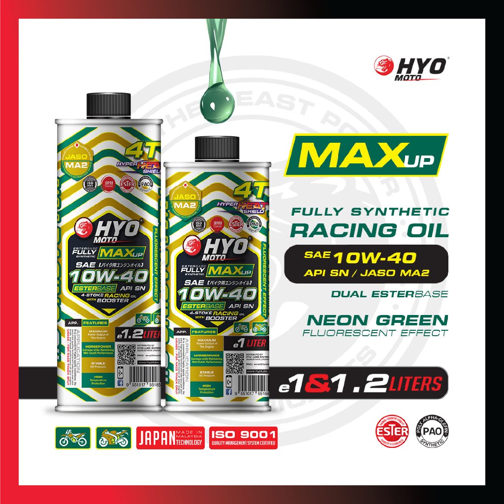[HYO MOTO] MAXUP Dual Ester Fully Synthetic SAE 10W40 - 4T Motorcycle ...