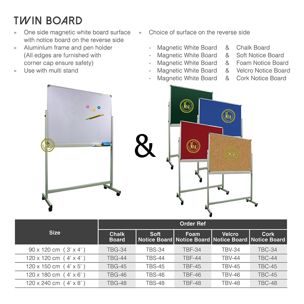 FY 20.41-45 Twin Board / 2 In 1 Board with Stand ( Magnetic White Board ...
