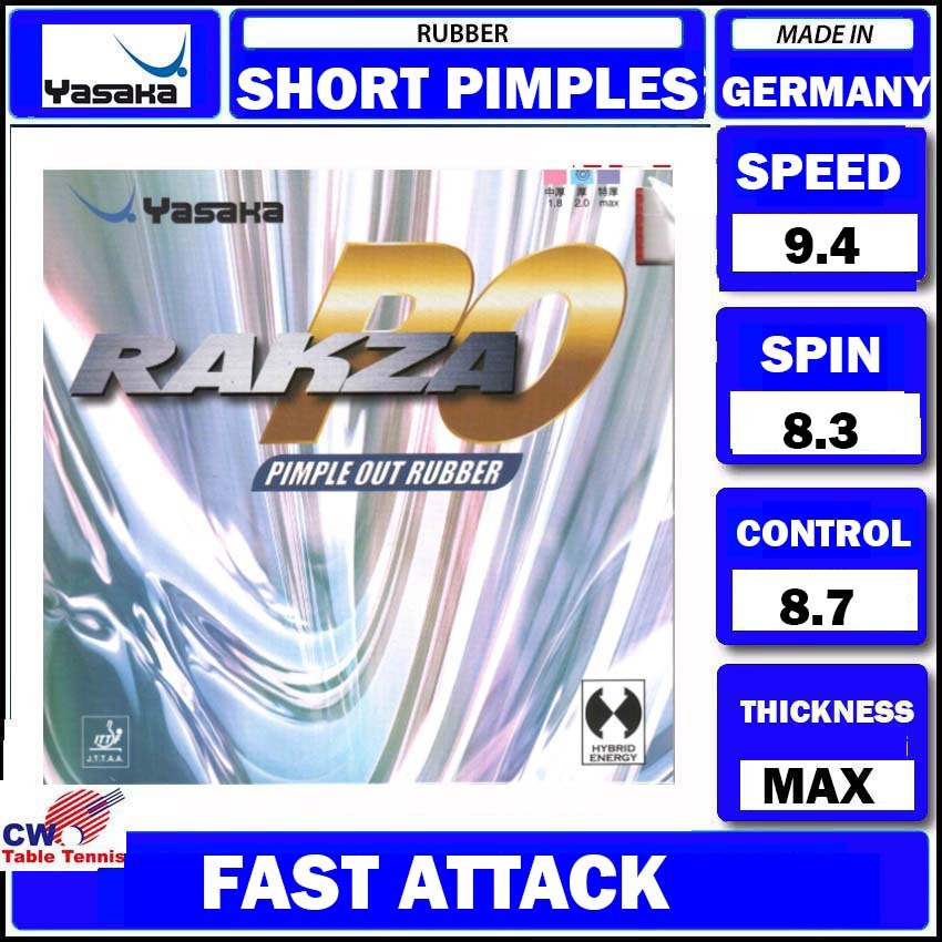 YASAKA RAKZA PO SHORT PIMPLES FAST ATTACK ADN SPEED TABLE TENNIS RUBBER ...