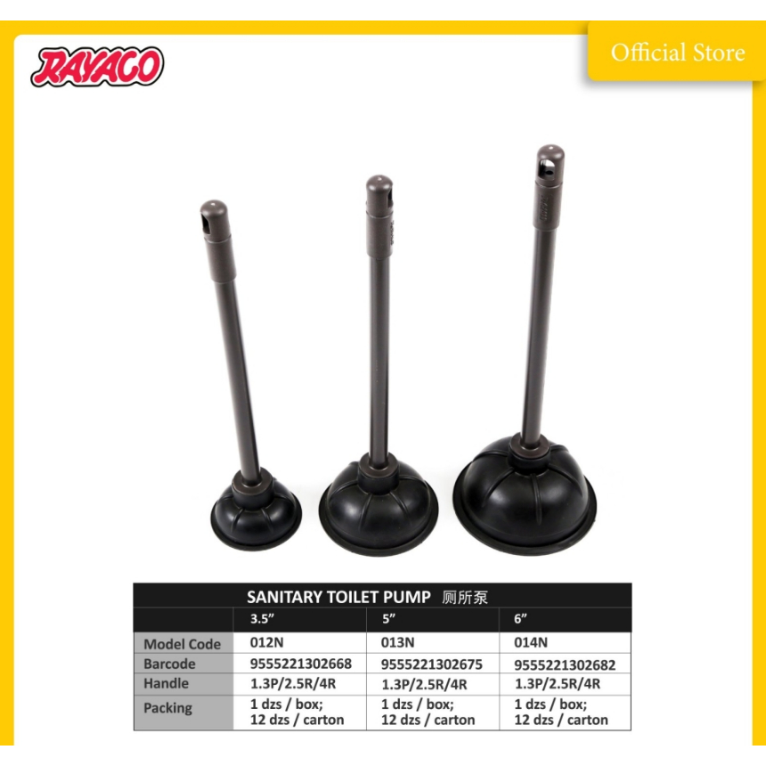 Rayaco Toilet Rubber Pump / Toilet Plunger Sink Suction Pump / Tandas ...