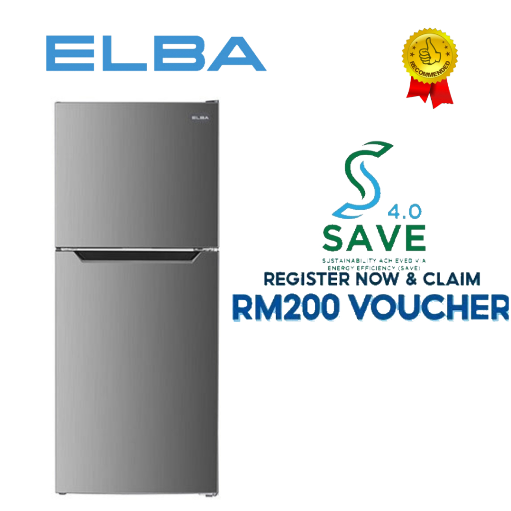 [2 + 10 Years Warranty] Elba 2 Door Refrigerator 240L ER-N2418(SV) / 2 ...