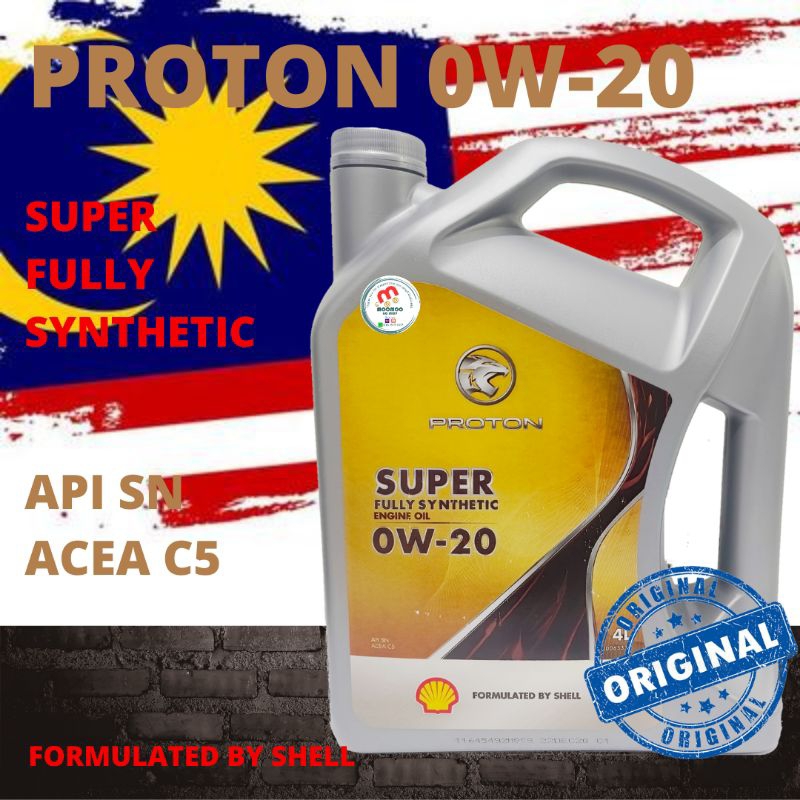 ORIGINAL PROTON 0W20 ENGINE OIL 4L API SN ACEA C5 | Shopee Malaysia