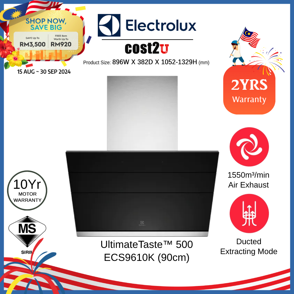 Electrolux 90cm UltimateTaste™ 500 Slope Extractor Hood | ECS9610K ...