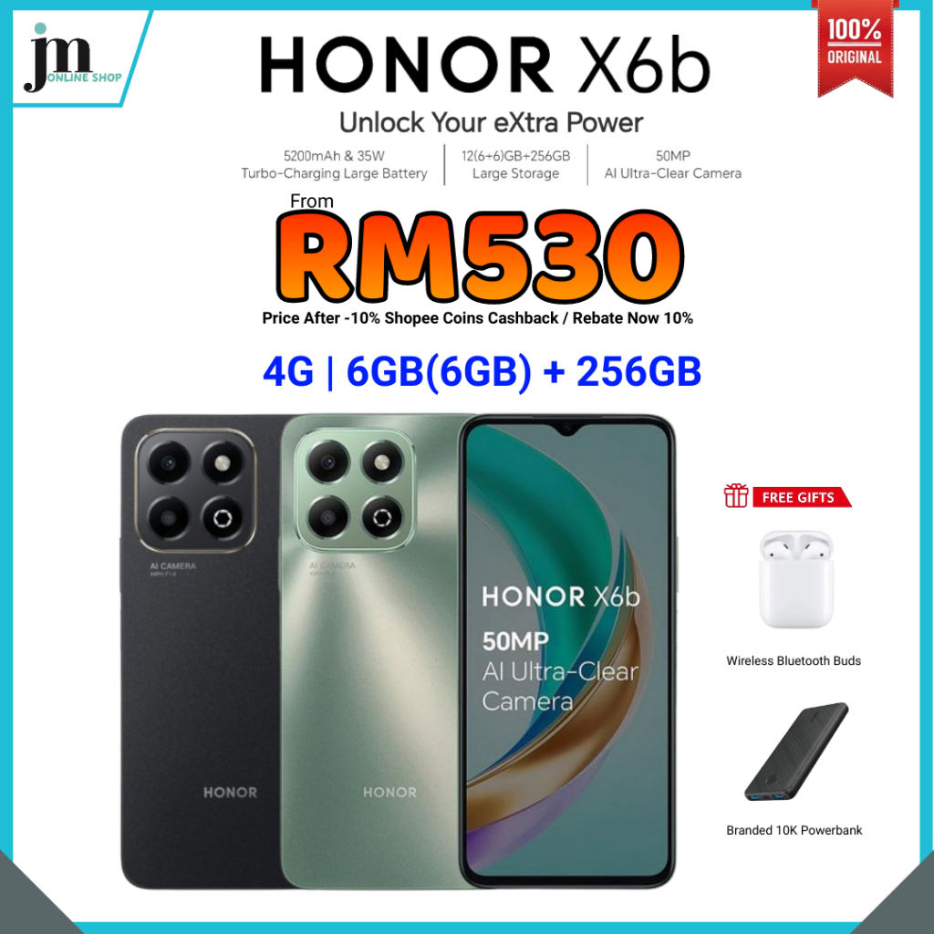 Honor X6B 4G [6GB(6GB) RAM + 256GB ROM] | 5200mAh Battery | 50MP AI ...