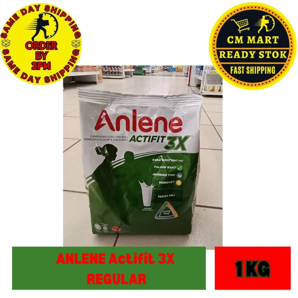 ANLENE Actifit 3X Regular High Calcium Adult Milk Powder Pelbagai Saiz (250g/550g/1kg) | Shopee ...