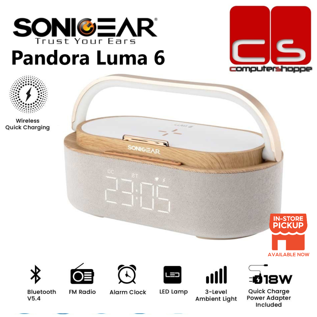 SonicGear Pandora Luma 6 Natural Oak Bluetooth Portable Alarm Clock ...