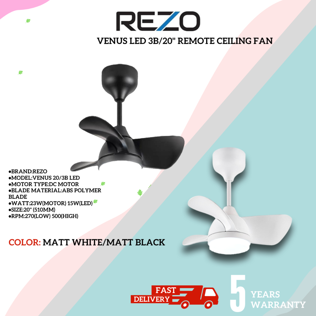 REZO Venus LED 3B/20" Remote Ceiling Fan (DC Motor)/kipas | Shopee Malaysia