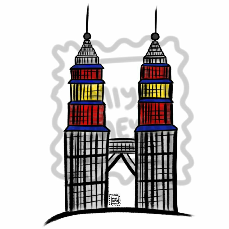 DTF UV PRINT STICKER EDISI MENARA KLCC Illustrated by Miya Meya ...