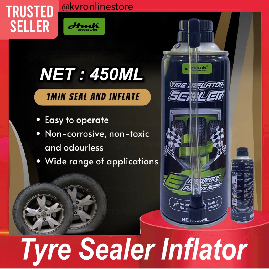 450ML Tyre Sealer & Inflator Flat Tire Instant Repair Car Emergency Kit ...