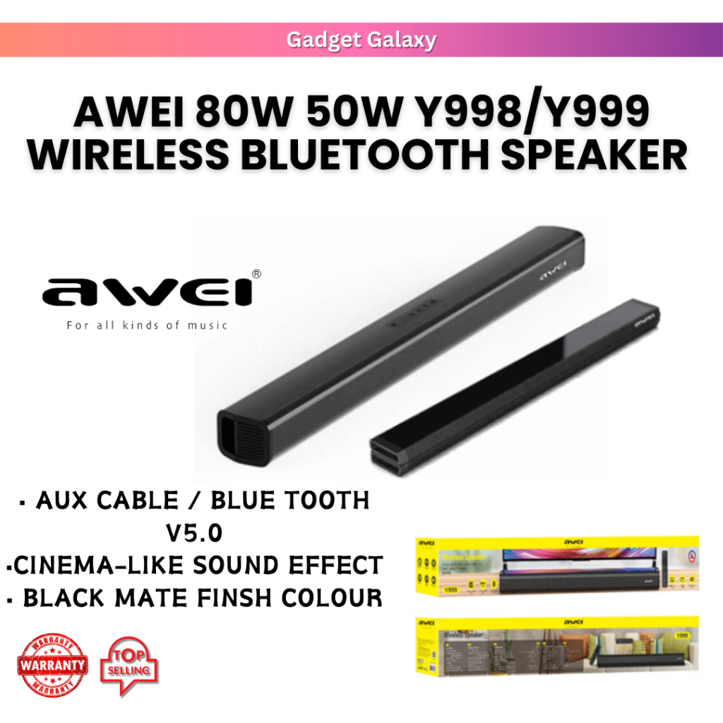 Awei Y999 50W / Y998 80W Soundbar Home Theatre TV Speaker 6D Surround ...