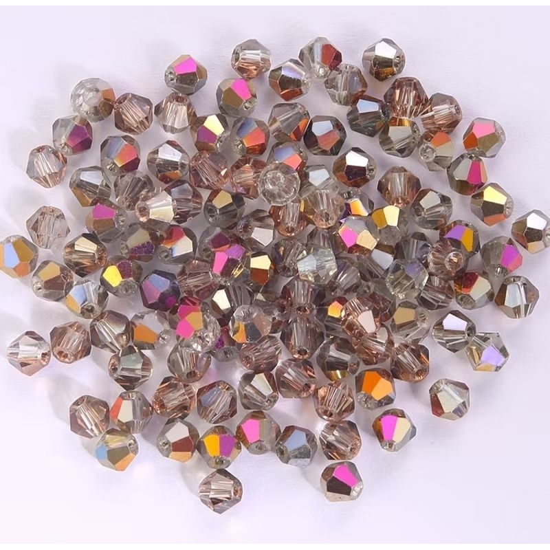 (Ready Stock) 90pcs 4mm Metallic Red AB Shiny Bicone Beads Glass DIY ...