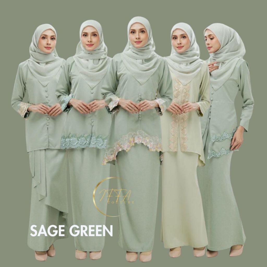 [sage green] Kurung Kebaya Moden Lace Nikah Tunang Raya Sedondon Ibu Anak Bridesmaid 2024 ...