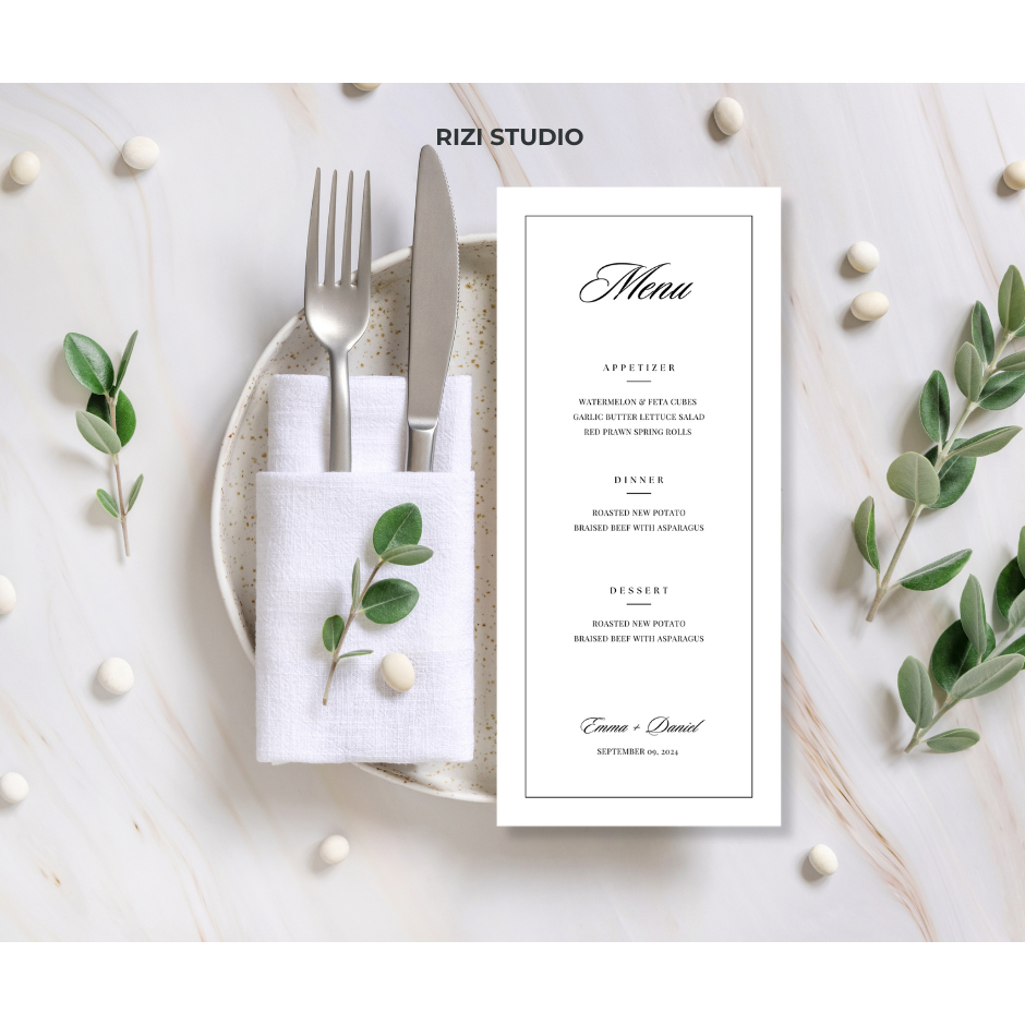 DIY Wedding Menu, Party Menu Canva Template, Editable, Kad Kahwin, Kad ...