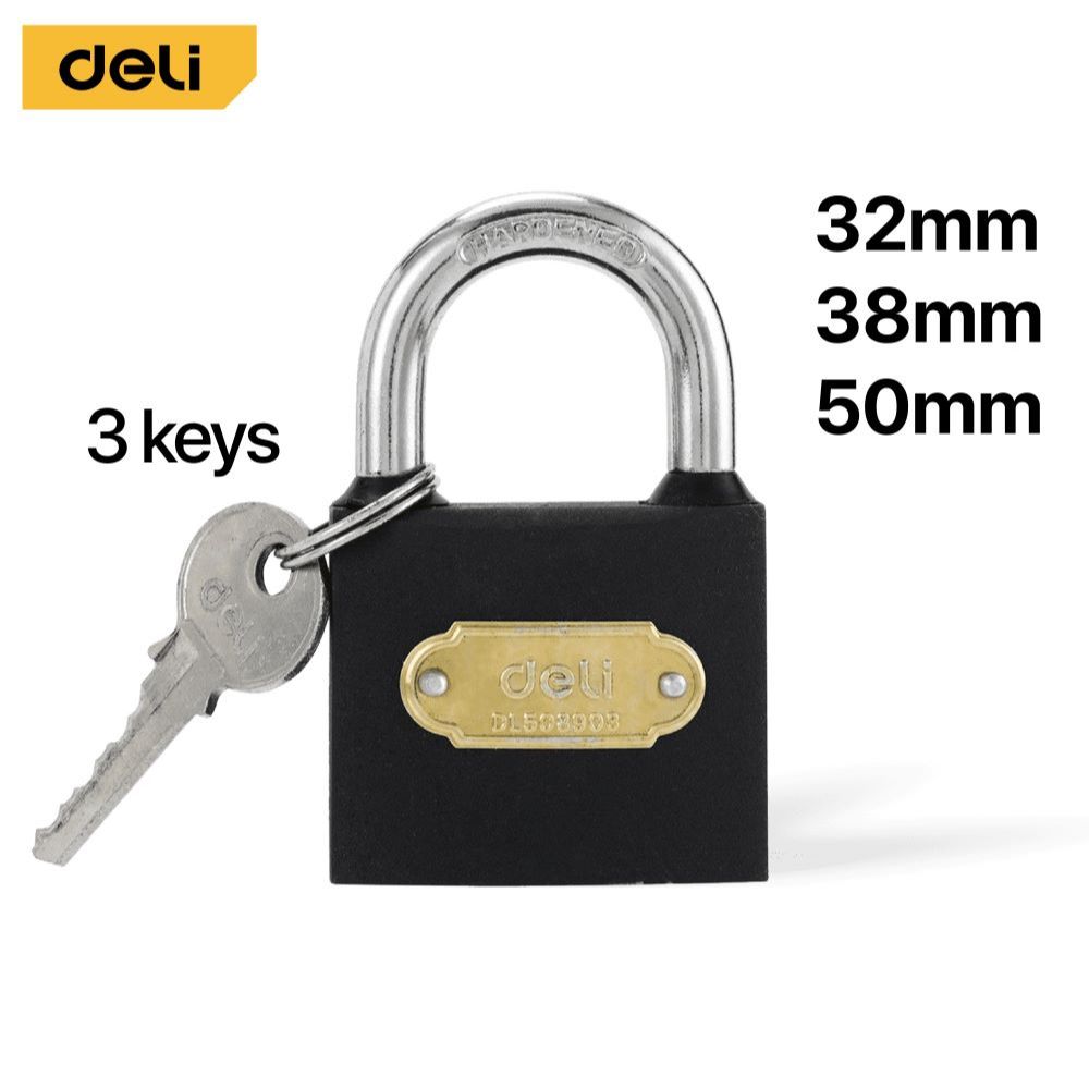 DELI Iron Padlock 32mm/38mm/50mm Steel Brass Pad Lock Safety Door Gate ...