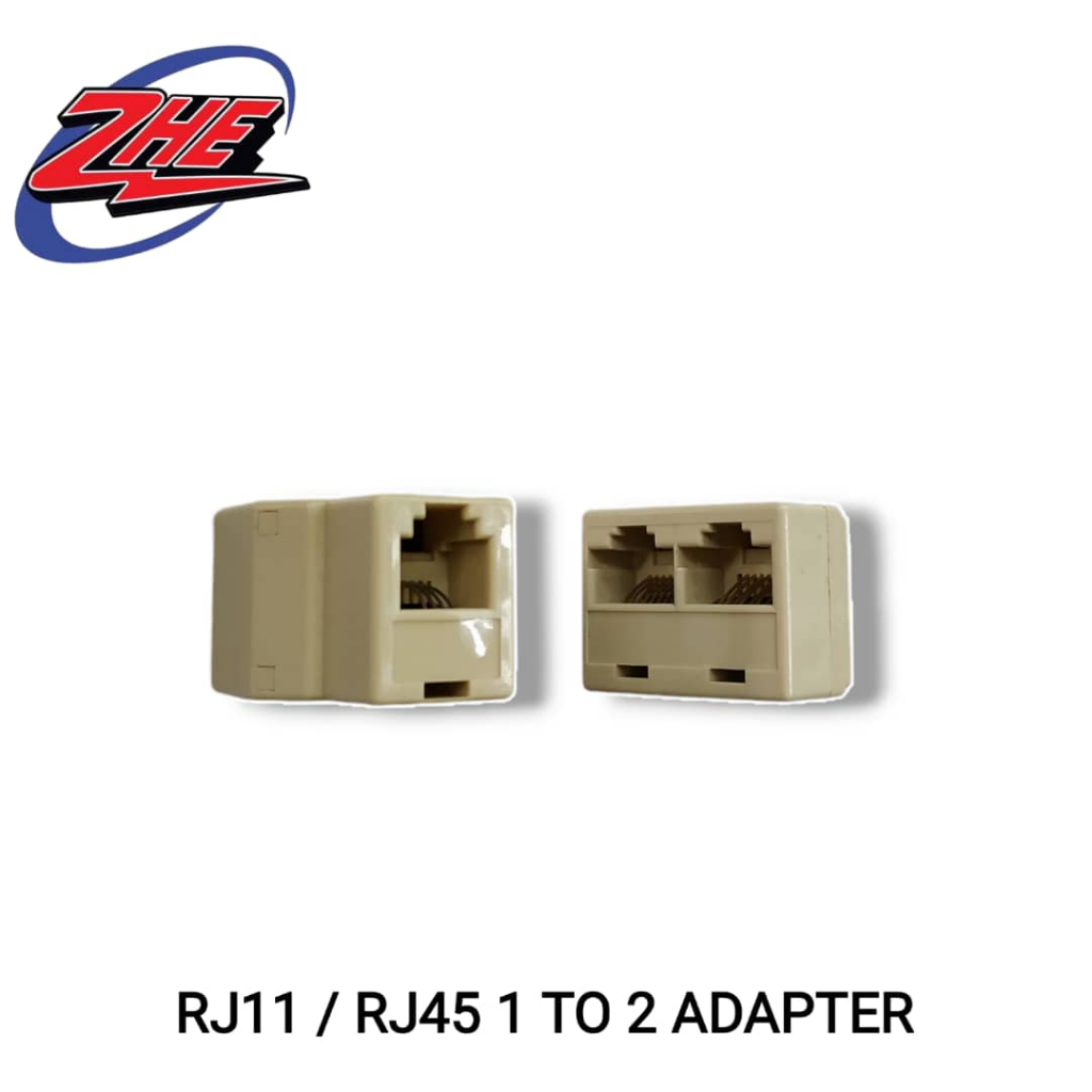 Rj11 Rj45 Splitter Extension 1 To 2 Socket Adapter Network Connector