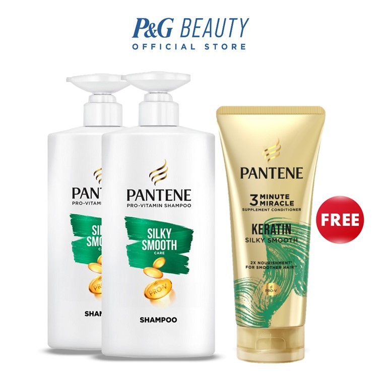 Pantene Pro-V Silky Smooth Care Shampoo (680ml) 3 Minute Miracle Silky ...