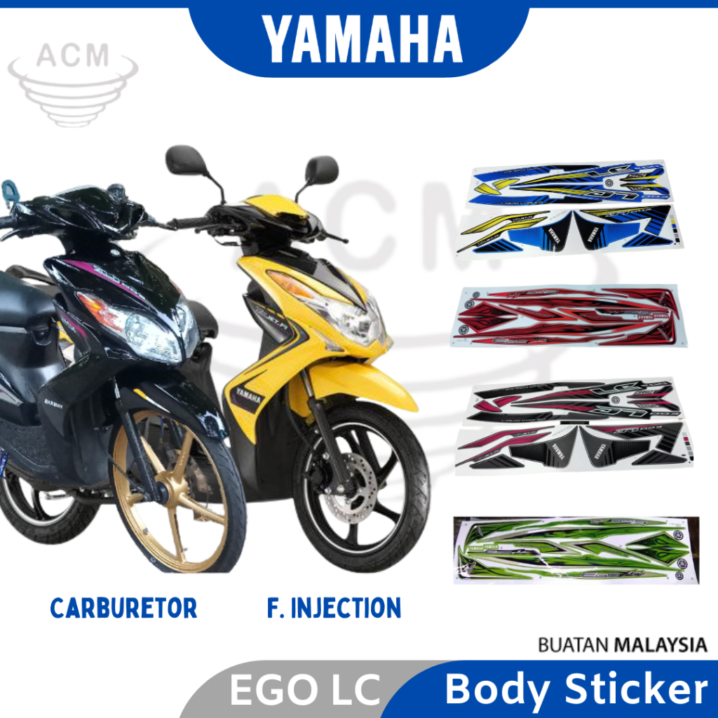 YAMAHA EGO LC Fi / Carburetor Body Cover Set Coverset Sticker Stripe Strike EgoLC Carb Fuel ...