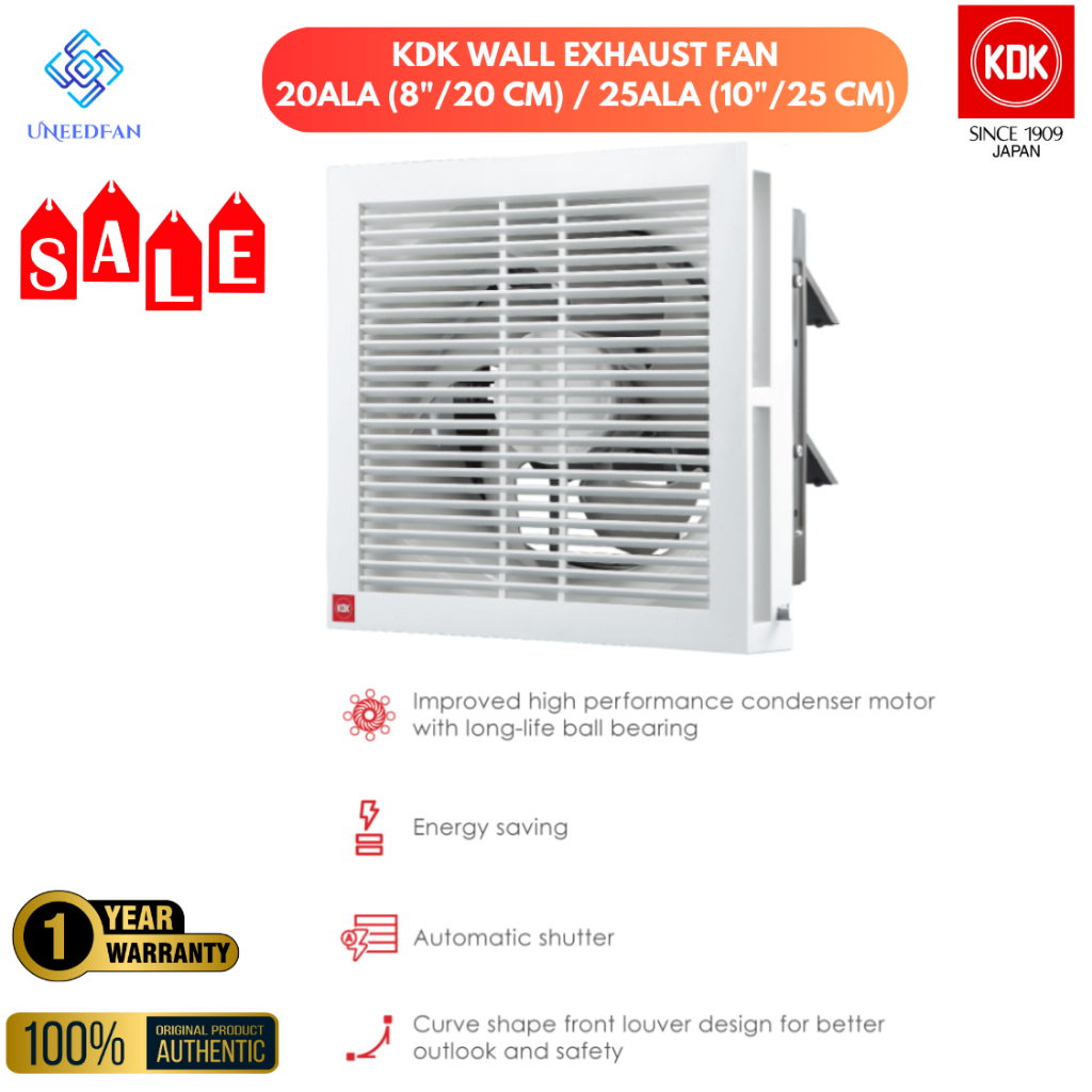 KDK 20ALA / 25ALA WALL MOUNT PROPELLER EXHAUST FAN ( 20cm/8″ ) / ( 25cm ...