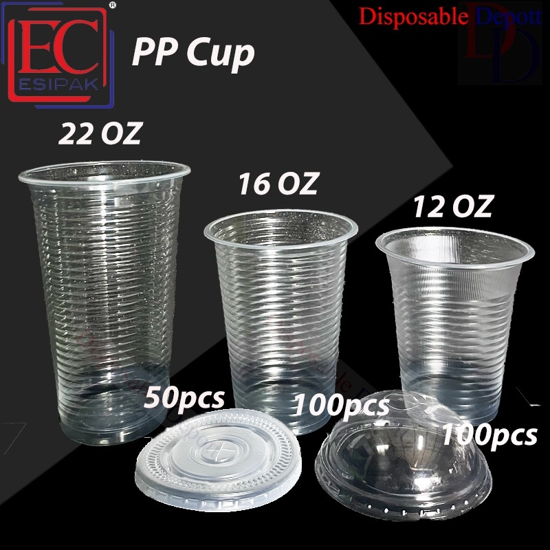 EC 12oz / 16oz PP Cup with " Dome Lid " [ 100sets ] A12C / A16C - 360ml ...