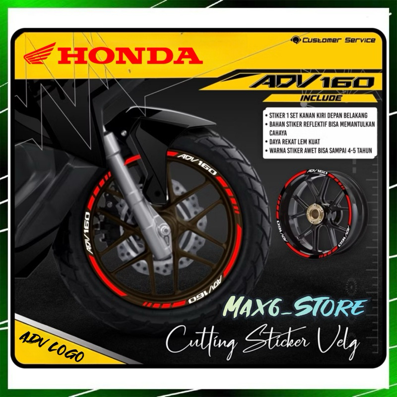 Honda ADV160 Rim Sticker Styling Reflective Strips Front and Back Wheel ...